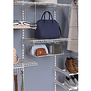 ClosetMaid Wire Hanging Shelf Basket for Storage, Organization in Closet or Pantry, No Assembly or Installation, Durable, White