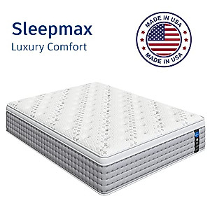 Sleepmax 14 Inch King Mattress - Hybrid Mattress Made in USA - Medium Firm Memory Foam with Individual Pocket Springs, Bed Mattress-in-a-Box
