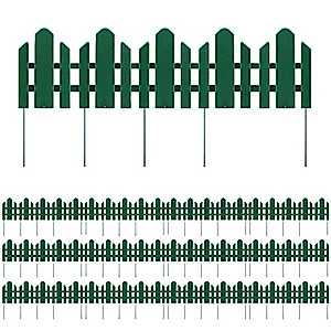 Sunnyglade 12 Pack Garden Edging Decorative Border Recycled Plastic Landscape Garden Fence Flexible No-Dig Spikes,Dark Green
