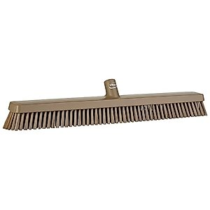 Vikan 319566 24" Heavy-Duty Push Broom, Soft/Stiff, Brown