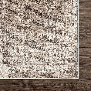 Abani Rugs Contemporary Sand Dunes Area Rug - Modern 6’ x 9’ Blue & Beige Premium No-Shed Under Table Area Rug