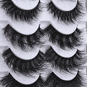 Eyelashes 8D Mink Lashes Pack Natural Look Fluffy False Siberian Mink Eyelashes Dramatic Thick Wispy Eye Lashes 5 Pairs