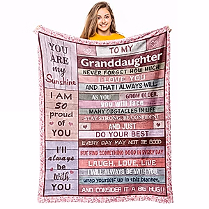 Loxezom Granddaughter Gifts from Grandma Grandpa, Gifts for Granddaughter, Granddaughter Gift Ideas, to My Granddaughter Christmas Graduation Birthday Valentine’s Day Gift Throw Blanket 60" x 50"