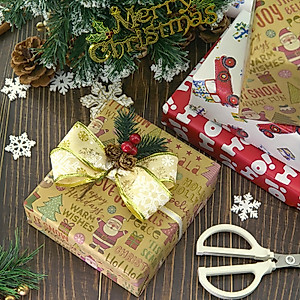 Blavermant Christmas Wrapping Paper Rolls - 30 inches x 16.4 feet per Roll, Total of 4 Wrapping Paper Rolls, Designs for Christmas, Holidays, Weddings, Winter Solstice Gift Wrapping Paper Rolls