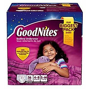 Goodnites Bedtime Underware for Girls Small/medium 62 Count