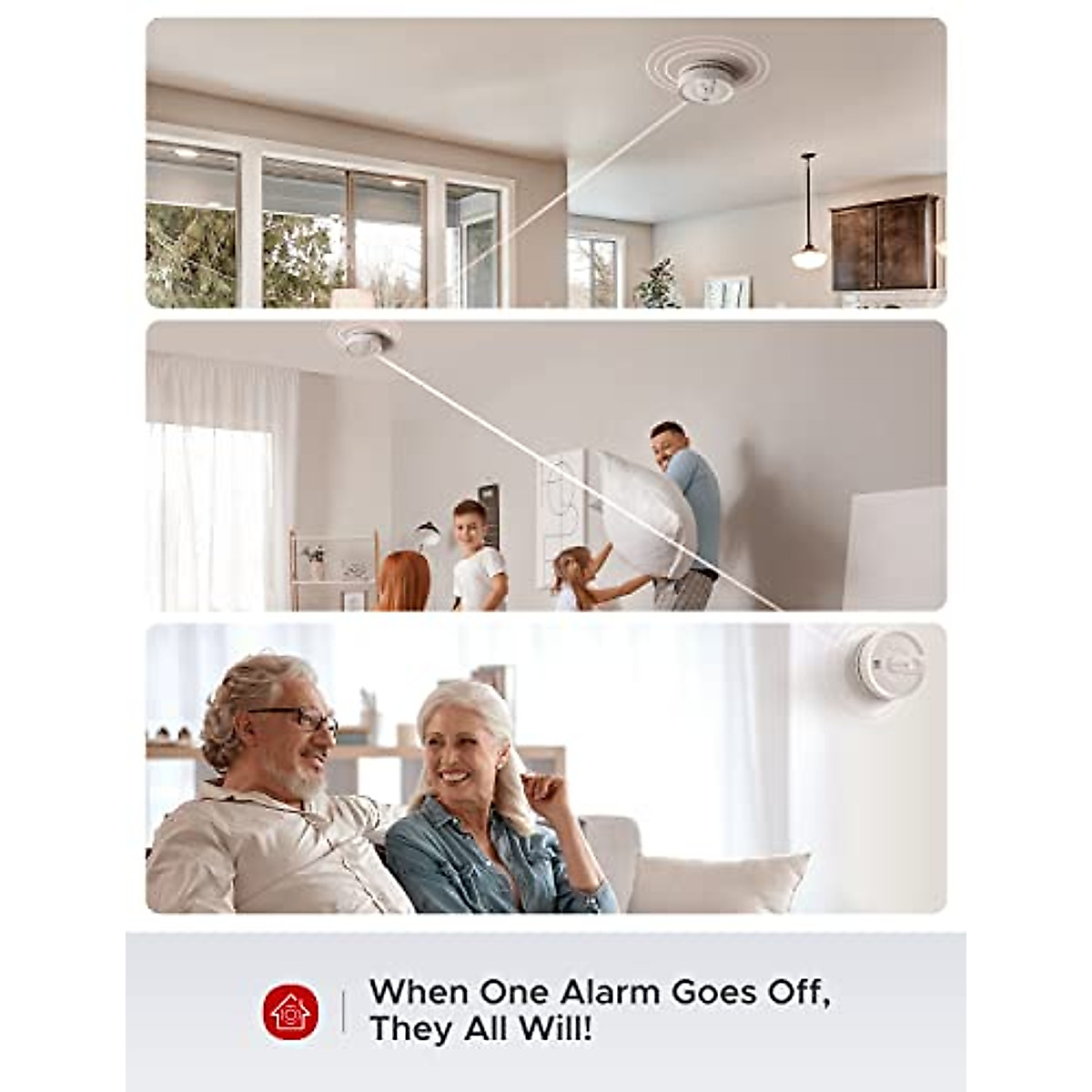 X-Sense Smoke Detector, Wireless Interconnected Fire Alarm with 10-Year Battery Life and Transmission Range of Over 820 ft, SD20-W, Pack of 6