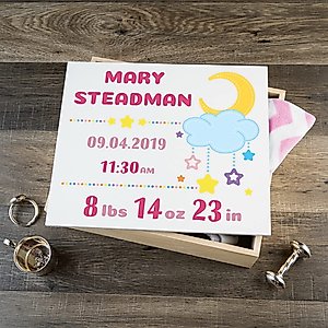 Personalized Baby Keepsake Box (Large, Pink Stars)