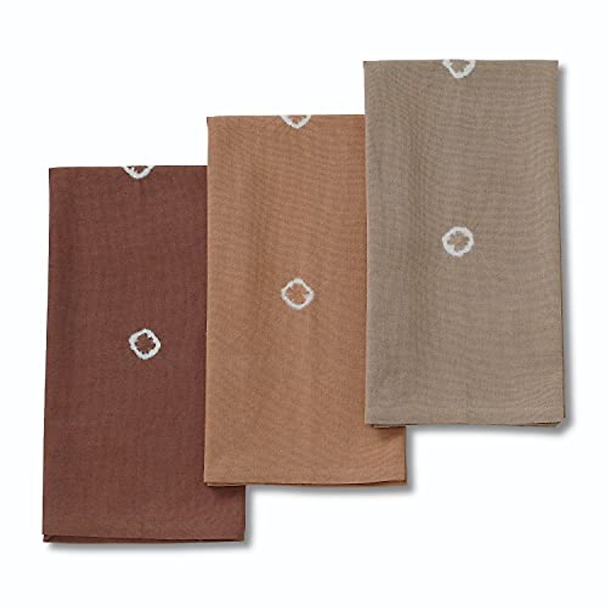 Folkulture Tea Towels or Kitchen Towels with Hanging Loop, 20 X 26 Inches Boho Dish Towels, 100% Cotton Modern Shibori Dish Towels, Flour Sack Hand Towel for Farmhouse Decor, Set of 3, Indie Sahara