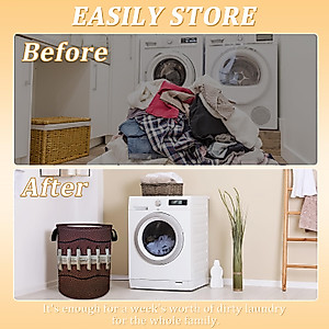 American Football Texture Laundry Basket, Sports Theme Laundry Hamper Foldable Waterproof Funny Tote Bag Dirty Clothes Storage Bucket Toy Organizer for Bathroom/Laundry/Bedroom 15.7"x19.6"