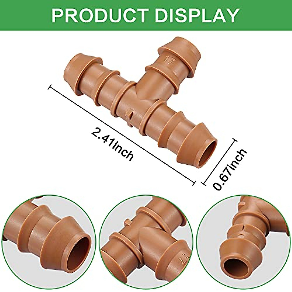 iMopo 21-Pack Drip Irrigation Universal Barbed Tee Fitting, Barbed Connectors for 1/2" Drip Tubing