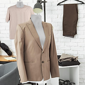 Geetery 2 Pack Male Mannequin Torso with Stand Hollow Back Dress Form Mannequin Body White Retail Mannequins Body Tshirt Display with Metal Pole and Hanging Hook for Counter Craft Shows, S M Size