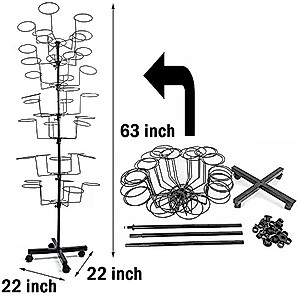 tonchean Floor Stand Hat Racks 7 Tier Hat Display stand Baseball Cap Wig Display Rack Metal Freestanding Hat Stands Rack Commercial Large 35 Hats or Wigs