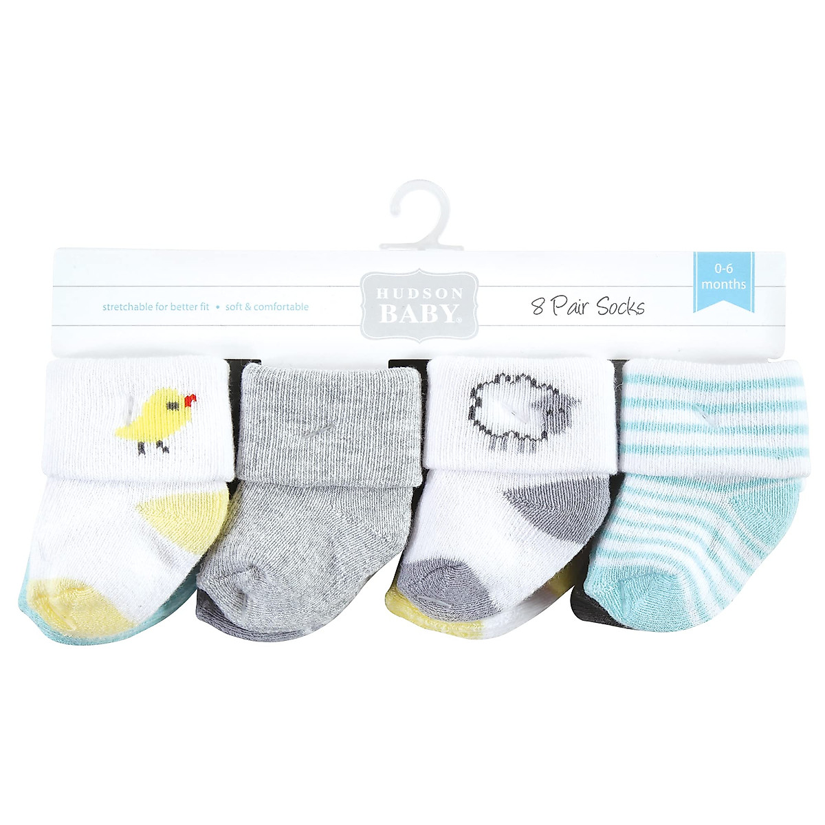 Hudson Baby baby girls Cotton Rich Newborn and Terry Socks, Farm, 0-6 Months US