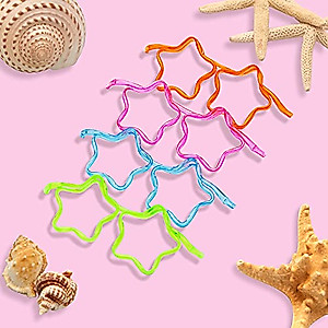 8PCS Silly Straw Glasses, Reusable Fun Loop Drinking Straw Eye Glasses, Novelty Eyeglasses Straw for Party Annual Meeting Parties Birthday (4 Colors Star)