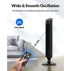 NIUVUIN Tower Fan, 33-Inch Cooling Fans That Blow Cold Air Portable Space-Saving Bladeless Fan 3 Modes 3 Speeds 12-Hour Timer 70° Oscillating Quiet Tower Fan with Remote for Bedroom and Home Office