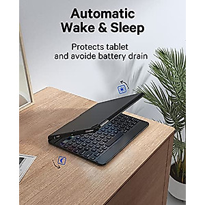 Earto 6th Generation Case with Keyboard, 5th Generation Keyboard, Air 2, Air 1, Pro 9.7 inch, 7 Color Backlit, 360° Roatate Wireless Keyboard Case, Black