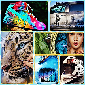 Airbrush Paint Set - 24 Colors Ready to Spray Airbrush Kit With 2 Cleaning Brush, Water Based Acrylic Air Brush Paint Kit for Artists and Beginners - 1.76 fl oz