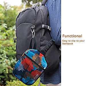 Neoprene Pickleball Paddle Cover Pickleball Racket Sleeve with Inner Pockets and Handle Strap Pickleball Paddle Cover Ball Holder Organizer Bag (Blue art print)