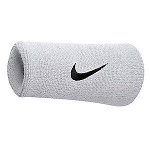 Nike Tennis Premier Doublewide Wristbands (1 Pair, OSFM, White/Black)