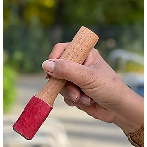 Tibetan Easy Play Hard Wood Singing Bowl Leather-Wrapped Striker, Mallet Red