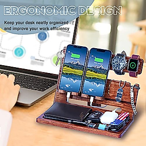 Funistree Gifts for Men Him Husband from Wife, Ash Wood Docking Station, Boyfriend Gifts for Anniversary Birthday, Nightstand Organizer Mens Gifts for Grandpa Dad Uncle Brother Son, Graduation Gifts