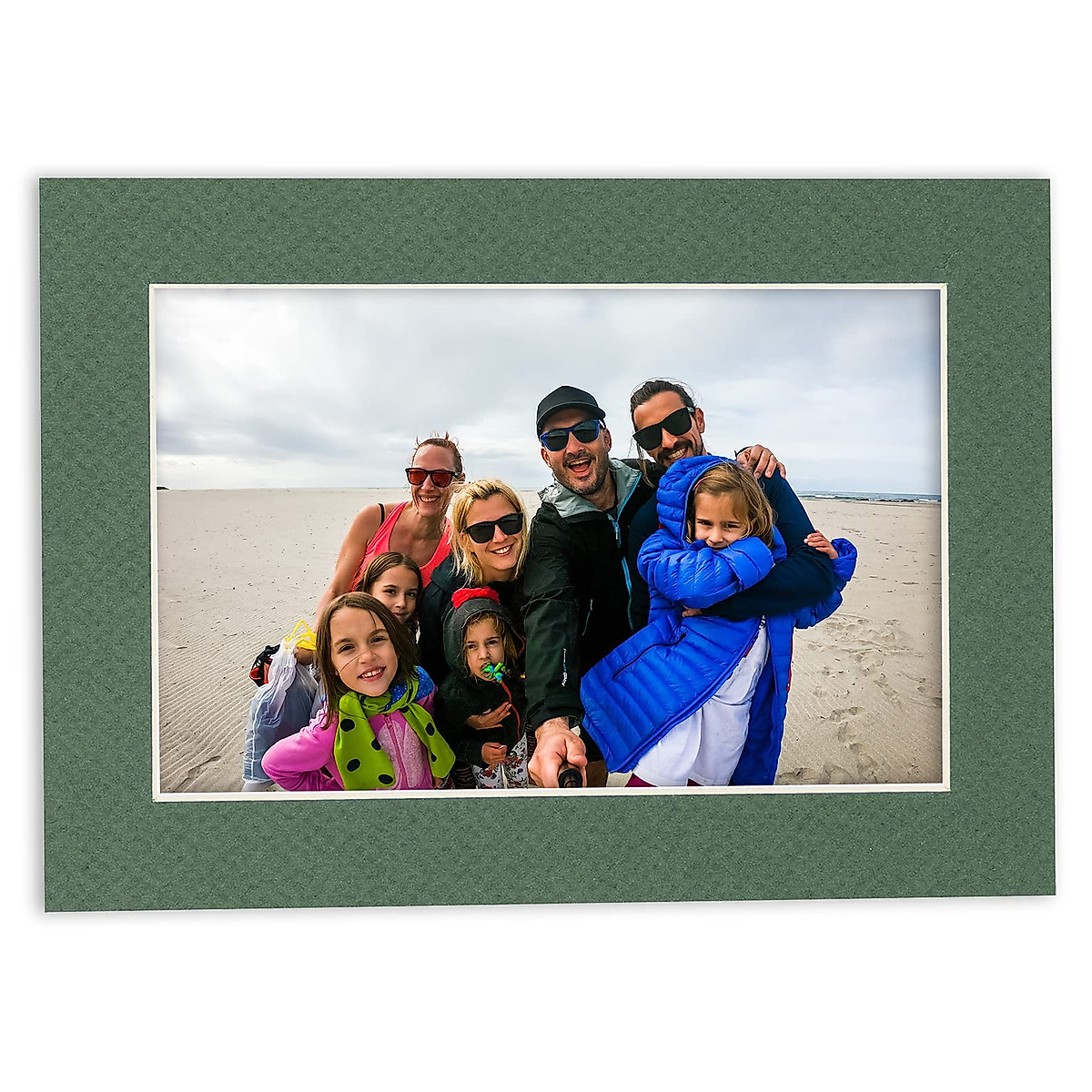 8.5x11 Mat Bevel Cut for 6x9 Photos - Acid Free Hunter Green Precut Matboard With Backing Board and Crystal Clear, Self Seal Photo Mat Bag - For Pictures, Photos, Framing - 4-ply Thickness