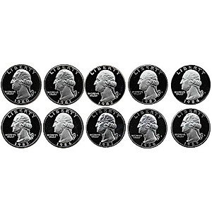 1980 S - 1989 Washington Quarters Gem Proof Run 10 Coins US Mint Decade Lot Complete 1980's Set Proof