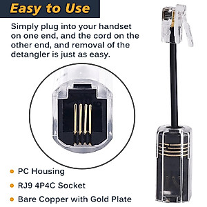 YIENFBEV Telephone Handset Cord Detangler 1 Set, 1 Pack 360 Degree Rotating/Anti-Tangle Landline Cable and 1 Pack Telephone Handset Cord 7.5 Foot Uncoiled (1.2 Foot Coiled)