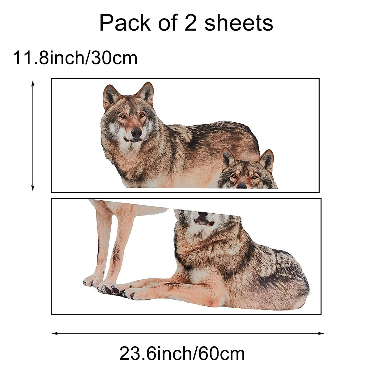 Pinenjoy Lifelike Wolf Wall Decal Wild Animal Wall Sticker 27.6x22inch Removable Self-Adhesive Vinyl Wall Art Decors for Living Room Children Bedroom Nursery Classroom Playroom