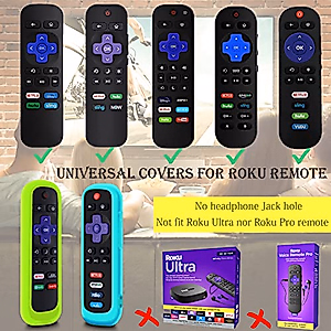 3Pack Case for Roku Remote, Cover for Hisense/TCL Roku TV Steaming Stick/Express Universal Replacement Controller Silicone Sleeve Skin Glow in The Dark Green Sky Purple