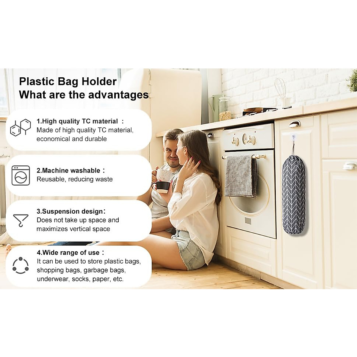 2 Pcs Plastic Bag Holder, JIMSUMM Wall Mount Plastic Bag Organizer, Washable Large Grocery Bag Storage Dispenser, Shopping Bags Carrier for Home Kitchen Travelling, 22x9 in shopping bag carrier (Gray)