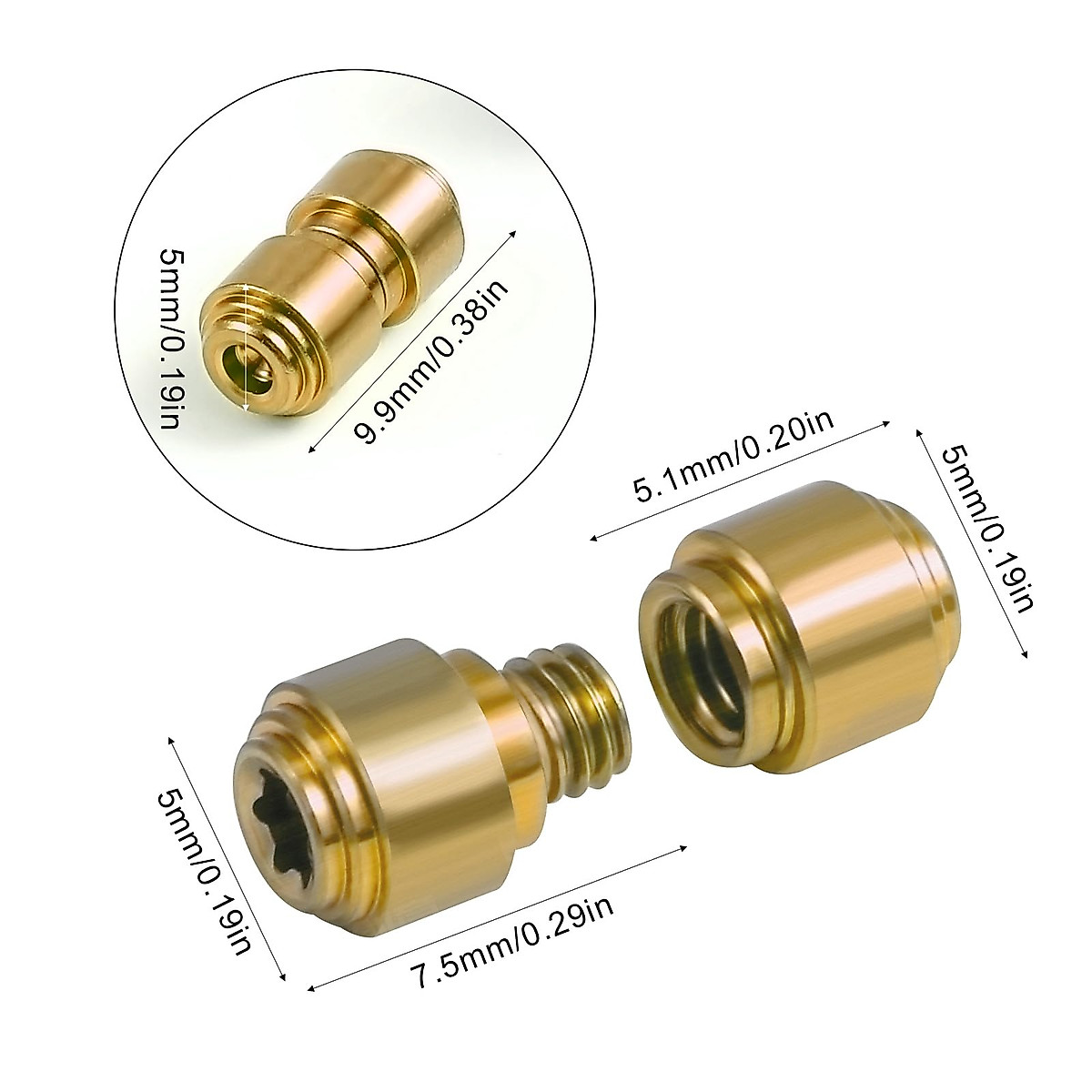 3 Sets Thumb Studs, Titanium Screws Replacement Thumb Studs Pocket Blade Screws for Knives Benchmade 535 Bugout (Gold)