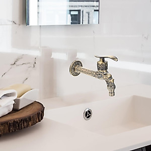 Veemoon Antique Water Faucet Wall Mount Bathroom Sink Garden Mop Pool Tap Vintage Decor Retro Decor Trim