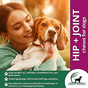 Genuine Naturals™ Hip and Joint Supplement for Dogs - Glucosamine Chondroitin, MSM, Organic Turmeric Soft Chews, Dog Vitamins, Supports Healthy Joint Function and Helps with Pain Relief,120 Count