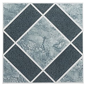 Achim Home Furnishings FTVGM30320 Nexus 12-Inch Vinyl Tile, Geo Light and Dark Blue Diamond Pattern, 20-Pack, 12"W x 12"L x 1.2mm T