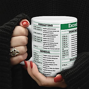 BECHUSKY Accountant Gift For Women Men, Appreciation Gift Excel Mug, Group Excel Shortcut Coffee Mug, Excel Cheat Sheet Mug, Accounting Student Mug, Birthday Gifts Cpa Mug Coworker Colleague Friend