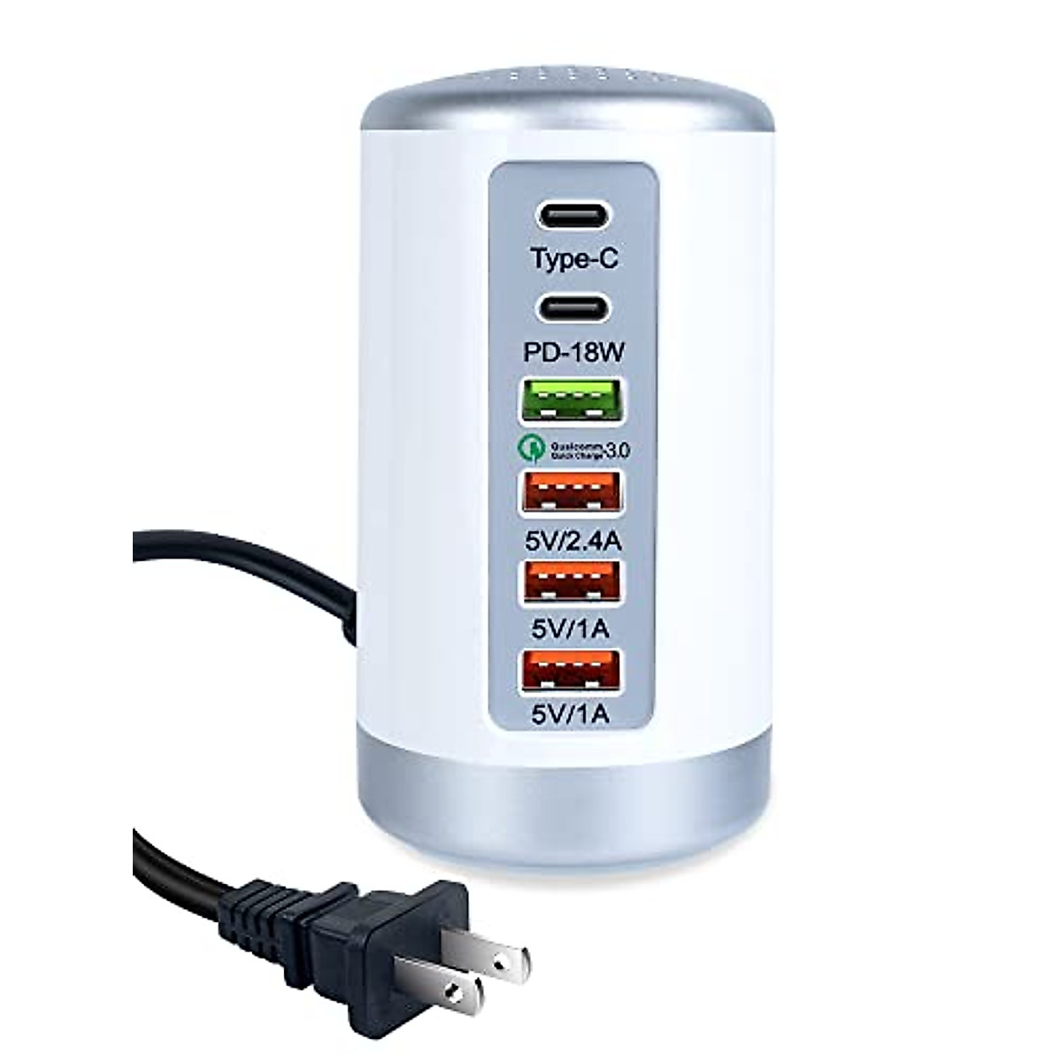 USB C Charging Station with 6 Ports, 18W PD & QC Multiport USB Desktop Charger Fast Charging Hub for iPhone 13/13pro Max 12/12 Mini/12Pro/12 Pro Max/11/11 Pro iPad AirPod,Tablets, Smartphones