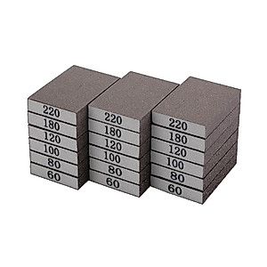 Bates- Sanding Sponge, 18 pcs, 60/80/100/120/180/220 Grit Assortment, Washable and Reusable, Sandpaper Block, Sanding Blocks for Wood, Sanding Pad, Drywall Sanding Block, Drywall Sanding Sponge