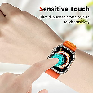 [3 Pack] Compatible for Apple Watch Ultra 49mm Screen Protector, EWUONU Tempered Glass 49mm Film Bubble Free Anti Scratch HD Clear Ultra-thin Replacement Screen Protector for Apple Watch Ultra, Clear