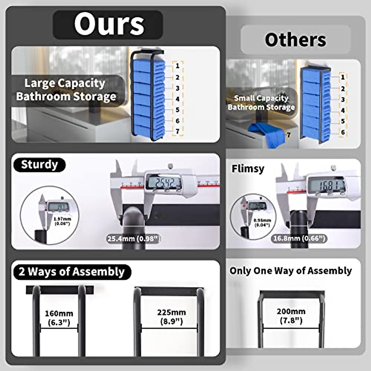 YYP Towel Racks for Bathroom, Towel Rack Wall Mounted, Stainless Steel Towel Holder for Bathroom Wall, Easy to Install Bathroom Towel Storage, Black