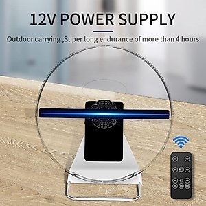 3D Hologram Fan with WiFi, 512PX Hi-Resolution 12" Holographic Video Projector, Graphic 3D Video-3D Advertising Display is Best for Store Shop Holiday Events Display Built-in Rechargeable Battery