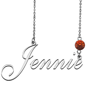 GR35Z9 Customized Silver Name Necklace with Dainty Birthstone for her Jennie