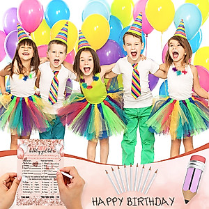 Leinuosen Who Knows The Birthday Girl Best Card, 50 Pcs Birthday Party Game Set Girly Pink Rose Gold Sprinkles Themed Birthday Cards with 10 Pre Pointed Pencils for Teen Girls Sweet Sleepover Party