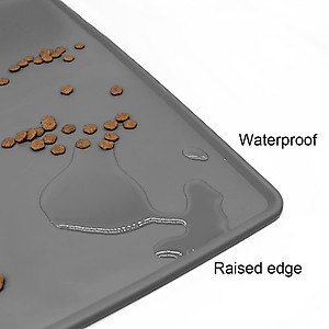 Marchul Dog Cat Food Mat, Waterproof Non-Slip Silicone Rubber Dog Bowl Mat with Raised Edges, Pet Feeding Mat Placemat ​Tray (14.4 * 10.6")