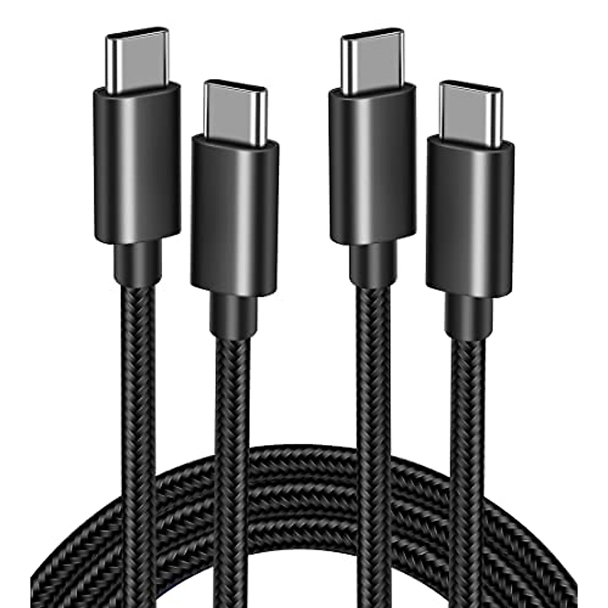 UDATON USB C to USB C Cable, USB C Cable, 60W Fast Charging Cable 2 Pack 6FT, Durable Long Nylon Braided Lightning Android Charger Cable Compatible with Samsung S21 S20, MacBook, iPad, Switch, Black
