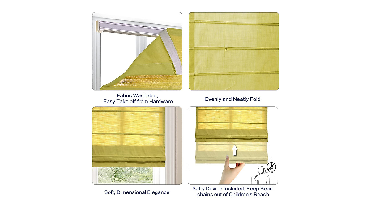 Elegant LANTIME Cordless Roman Shades in Sand Beige