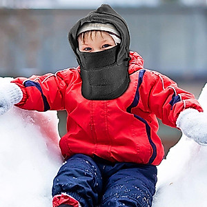 4 Pieces Kids Balaclava Hat Fleece Winter Ski Mask Double Warmer Face Cap (Black, Red, Grey, Blue)