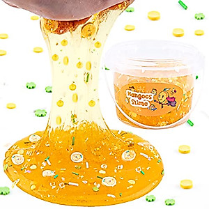 Crystal Slime, Orange Mango Clear Jelly Cube Glimmer Crunchy Slime with 8 Add-ins, Idea Stress Relief Toy, Kids Party Favor, Birthday Easter Christmas New Year Gift for Girls & Boys Age 6 7 8 9 10+