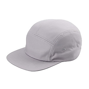 DongKing 5 Panels Baseball Cap Classic Flat Bill Hat Cotton Short Flat Brim Caps (Gray)