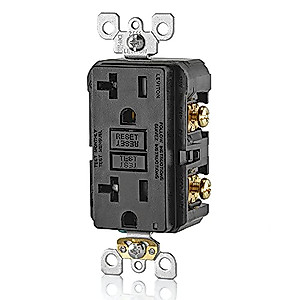 Leviton GFTR2-E Self-Test SmartlockPro Slim GFCI Tamper-Resistant Receptacle with LED Indicator, Wallplate Included, 20-Amp, Black